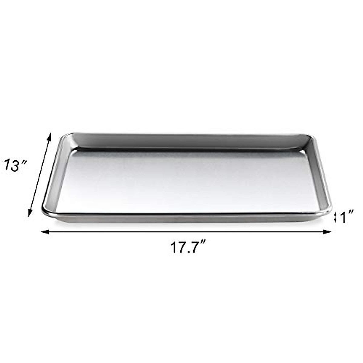 New Star Foodservice 537232 Commercial-Grade 18-Gauge Aluminum Sheet Pan/Bun Pan, 13" L x 18" W x 1" H (Half Size) | Measure Oven (Recommended)