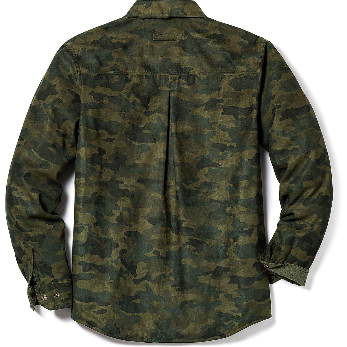CQR Men's Flannel Lined Shirt Jackets, Long Sleeved Rugged Plaid Cotton Brushed Suede Shirt Jacket, Flannel Print Lined Camo Olive, X-Small