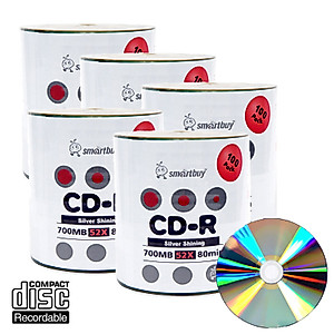 Smart Buy Shiny Silver Top CD-R 500 Pack 700mb 52x Blank Recordable Discs, 500 Disc, 500pk