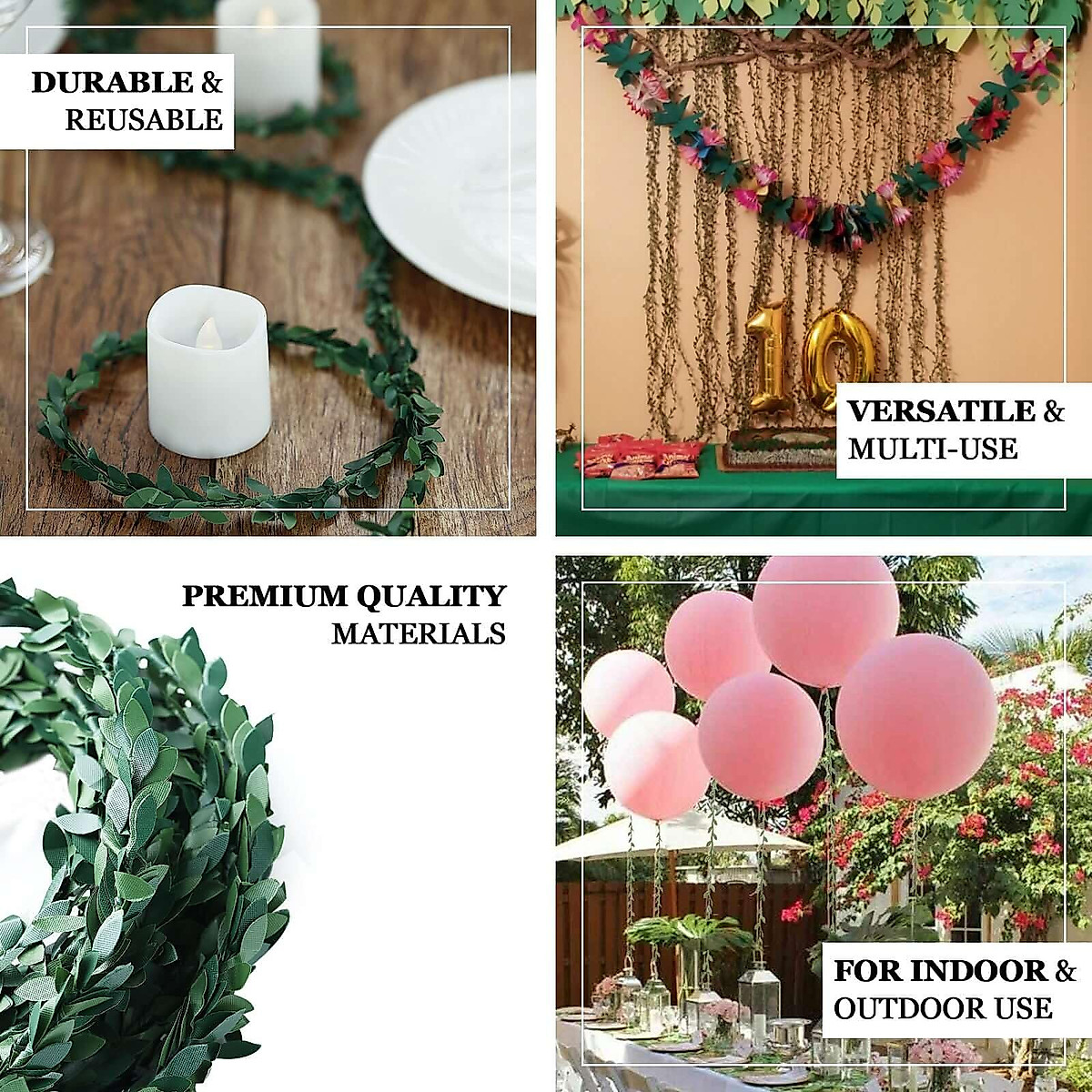 Efavormart 18FT Mini Leaf Garland, DIY Wired Artificial Vine Greenery Garland, Green Leaf Strand, Wall, Wedding, Party, Wall, Office, Backdrop Arch, Garden Decorations
