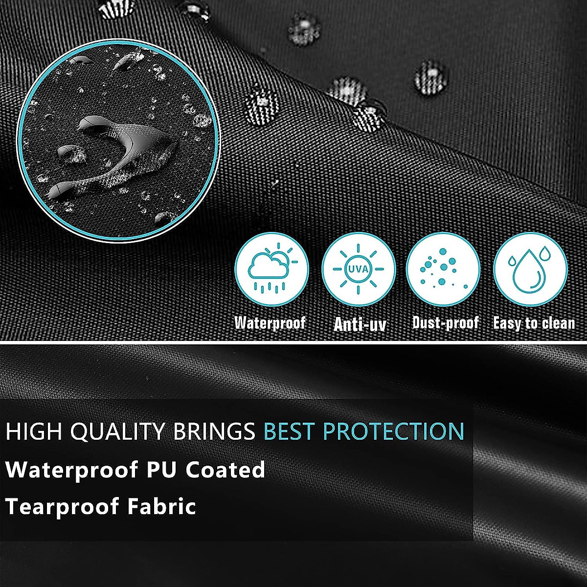 SIRUITON 2 Pack Outdoor Patio Chaise Lounge Covers Heavy Duty with Durable and Water Resistant Fabric,78" L X 27" W X 28" H,Black