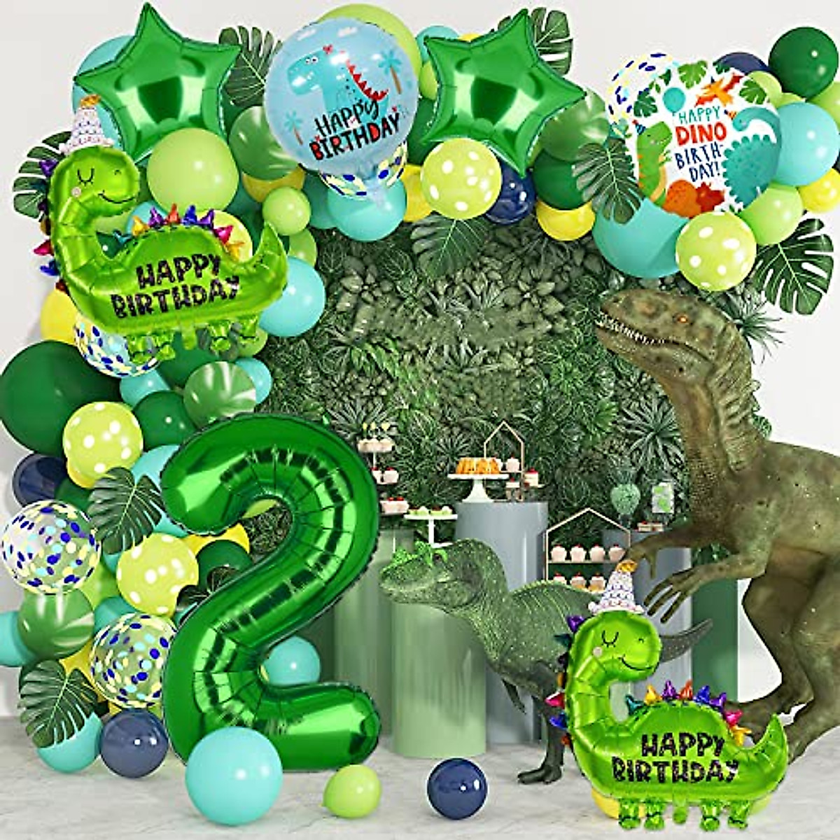 7pcs Dinosaur Balloons, Dinosaur Birthday Number Mylar Foil Balloon Dinosaur Party Party Supplies Dinosaur Birthday Decorations(2nd)