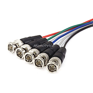 Monoprice VGA HD-15 to 5 BNC RGB Video Cable for HDTV Monitor cable - 6FT (Black)
