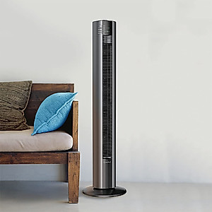 Lasko 48 Inch Slim Home Office Quiet 3 Speed Oscillating Tower Fan with Nighttime Setting, Remote Control, 7 Hour Timer, and Auto Shut Off, Black