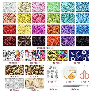 JOJANEAS 10800pcs 3mm Glass Seed Beads 24 Colors Small Beads Kit Bracelet Beads for DIY Bracelets Necklace Jewelry Making Supplies Top Best Christmas Birthday Gifts
