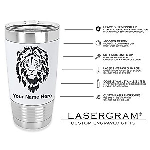 LaserGram 20oz Vacuum Insulated Tumbler Mug, Kayak Woman, Personalized Engraving Included (Silicone Grip, White)