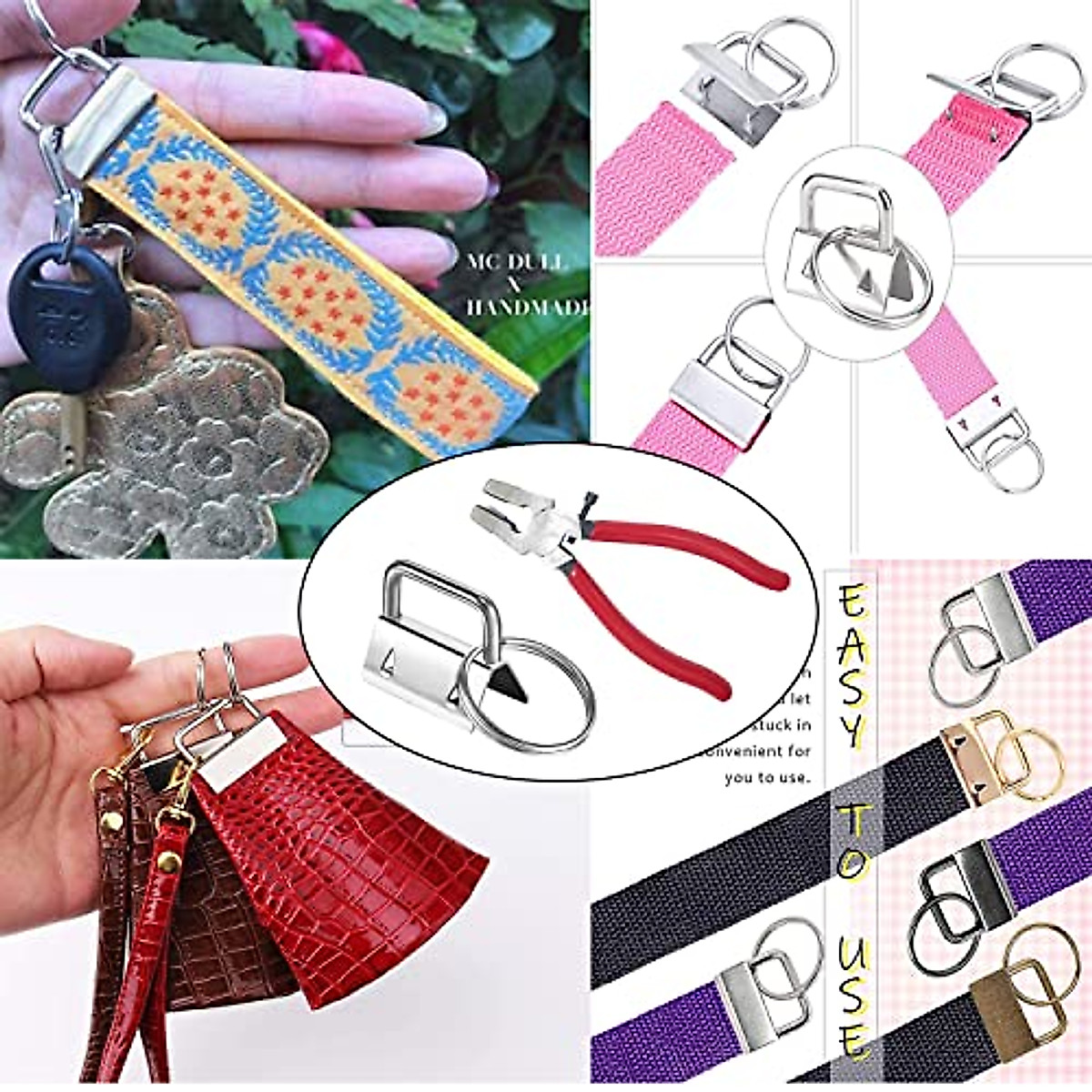 41 Sets Key Fob Hardware and Glass Running Pliers Tool, for Key Fob Hardware Install, Silver