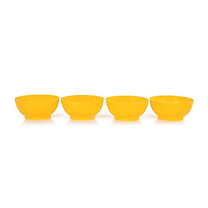 Mintra Unbreakable Plastic Bowl, YELLOW 4pk - Large, 1.8L, 60oz, 7.75inW x 3.25inH - (Part Of A Set) - Salad, Snacks, Breakfast Cereal, Fruit, Popcorn, Soup, Colorful, Shatterproof, BPA Free