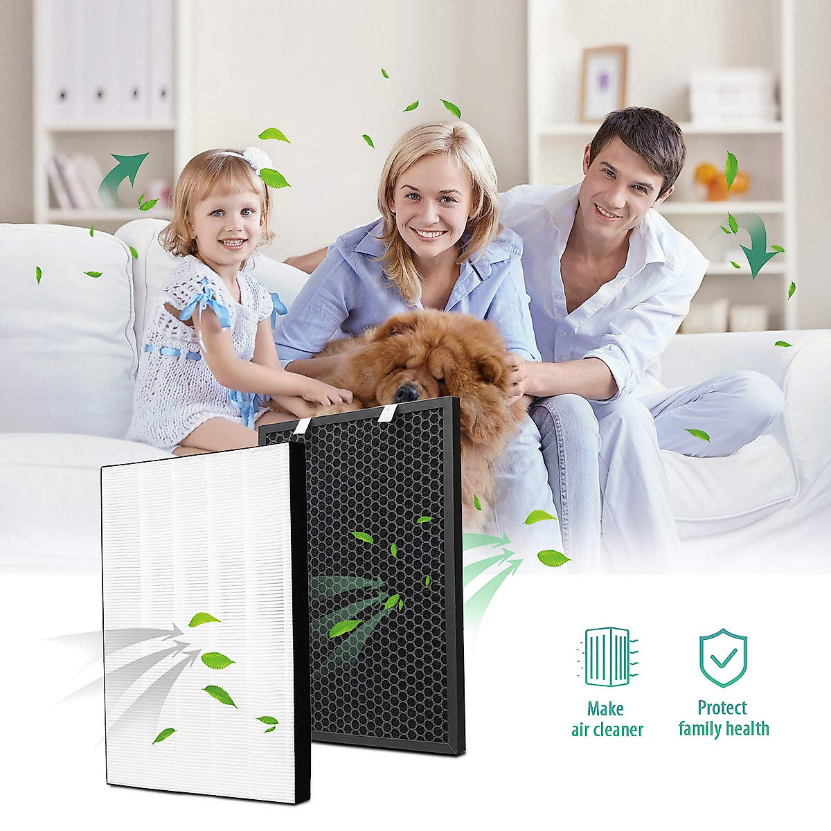 Air220 Air320 Filter 2678 Post Filter and 2677 Activated Carbon Pre Filter for Bissell Air220 Air320, 2 Pack 2678 Post Filters + 2 Pack 2677 Activated Carbon Pre-Filters