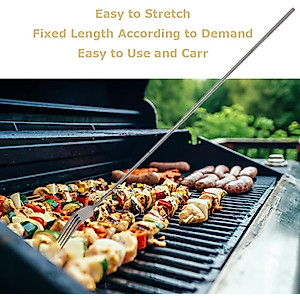 Nanddi Extendable Fork, Durable Stainless Steel Telescopic Fork Retractable Dinner Forks Dessert BBQ Dinner Fruit Long Handle Telescoping Fork Cutlery for Cooking 8.7-25.4Inch (Fork & Spoon Set)