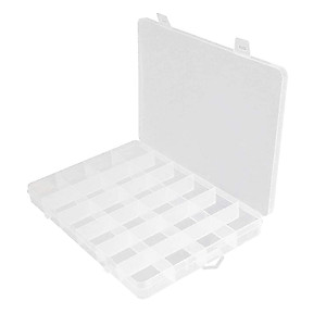 Jutagoss Plastic String Organizer Box With Dividers, 7.68x5.31x0.98 inch, 24 Mpartment Craft Storage Containers, 2PCS Bead Tackle Bolt Screw Parts Rock Collection Box.
