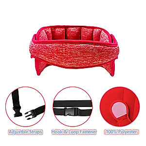 vocheer Baby Car Seat Head Support Band, Adjustable Carseat Sleep Nap Aid Holder Belt Head Protection Strap for Kids 1-5 Years Old Red