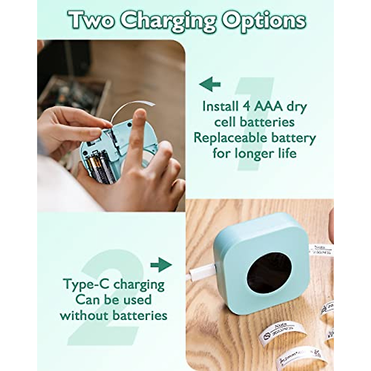 Phomemo Mini Label Maker Q30S Bluetooth Small Label Maker Machine, Handheld Label Maker Wireless Thermal Labeler Printer, for Home Office Organization, Green