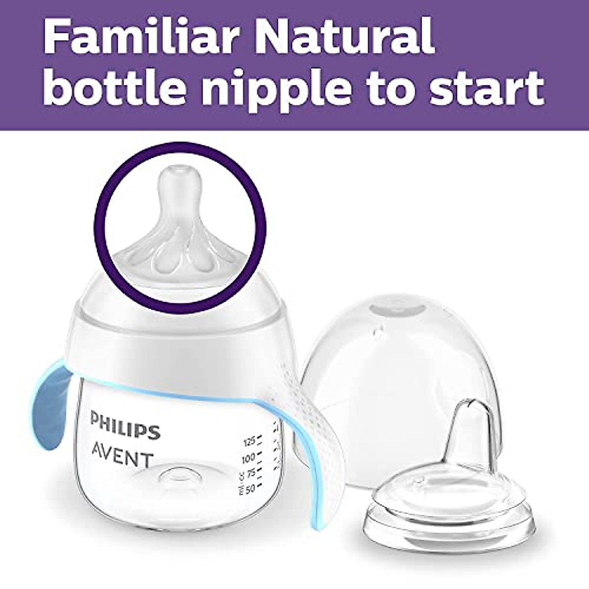 Philips Avent Natural Trainer Sippy Cup with Natural Response Nipple and Soft Spout, 5oz, 1pk, SCF263/01