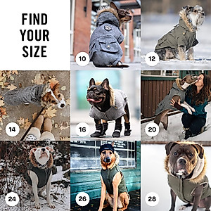 Canada Pooch Winter Dog Coat Water-Resistant Insulated Dog Jacket Faux-Fur Trim Dog Parka Coat for Dogs - Army Green, Size 14