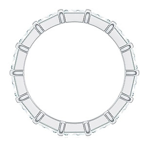 Certified Moissanite Diamond Eternity Band, D-Vs1 Quality, East West Ring, Moissanite Anniversary Ring - With Jewelry Box, 14K White Gold, Size:US 7.00