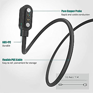 Compatible with AMAZTIM C20 Smartwatch Charger, Magnetic USB Charging Cable Replacement Charger Compatible for Kospet Tank M1 Pro/C20 Military Watch/C16 Military Watch (2 Pack-Black+Black)