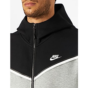 Nike Men's Sportswear Fleece Full-Zip Hoodie CU4489 010, Black/Dark Grey Heather/White, XX-Large