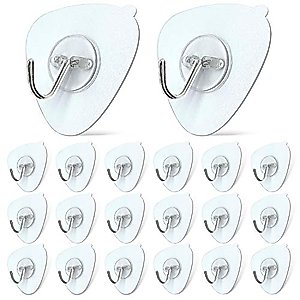 DSMY 20PCS Triangle Self Adhesive Hooks for Hanging Heavy Duty 55 lbs Seamless Sticky Wall Hooks for Hanging Keys Bathroom Shower Outdoor Kitchen Door Home Waterproof