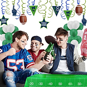 Football Party Decorations-include Tablecloths, Penalty Flag Paper Napkins, Banner, Hanging Swirls and Balloons for Super Bowl Party Supplies