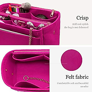 LEXSION 3 in 1 Felt Purse Organizer Insert Bag in Bag with a Bottle Holder Shaper 8026 Rosy SM