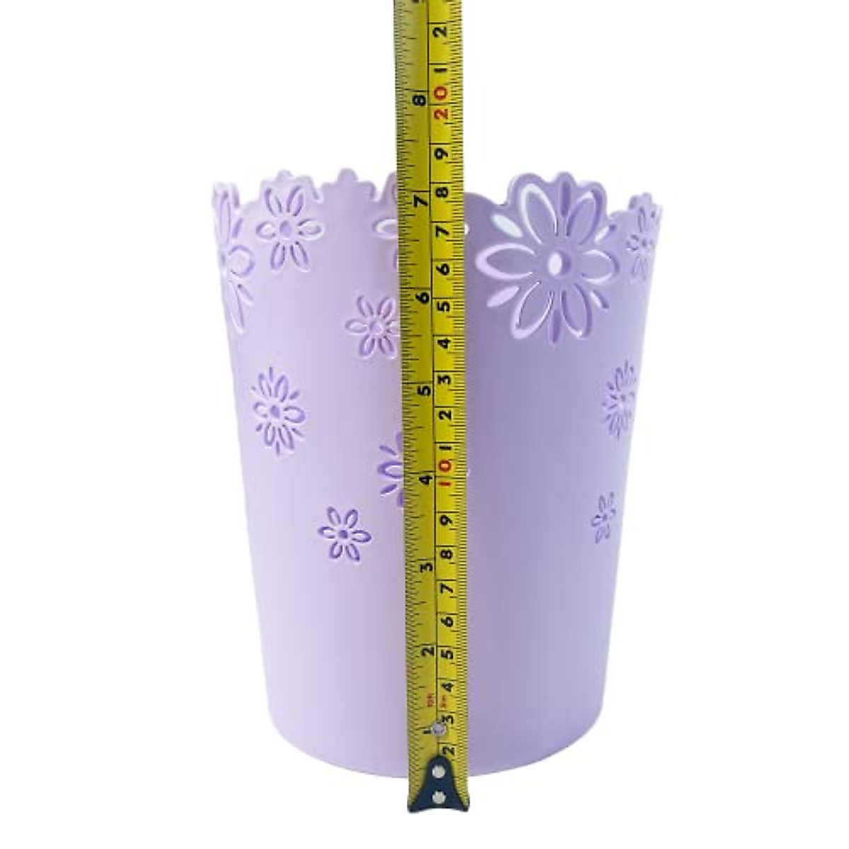 Nazr Wastebasket, Hollow Flower Shape Plastic Lidless Wastepaper Baskets Trash Can (S-Purple)