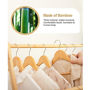 Cozivolife Bamboo Clothes Rack with Storage Shelf, Portable Garment Rack Clothing Racks for Hanging Clothes, Foldable Wardrobe Storage Rack for Entryway and Bed Room (Natural)