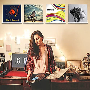 ULENDIS 12 Pack Vinyl Record Shelf Wall Mount, Clear Acrylic Album Record Holder for Display Daily Listening, Floating Shelves with Installation Hardware and Tools