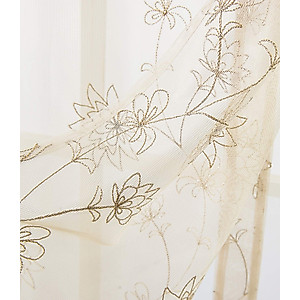 Molaxhome Roman Window Shades Sheers - 48inch Long, Embroidery Balloon Curtains Drapes 1 Panels for Kitchen Room (39x48inch, Flower)