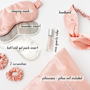 TrueSooth Satin Pillowcase for Hair and Skin, Lavender Sleep Mask, Rose Quartz Despenser, Gifts for Teenage Girls