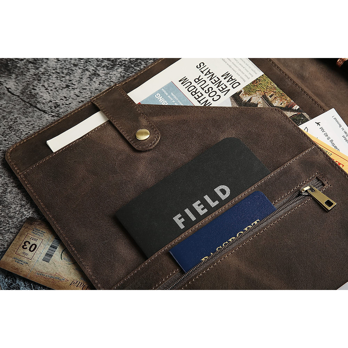 Personalized Leather Portfolio for Men, Engraved Leather Clipboard Portfolio Binder, Custom Leather Legal Pad Padfolio, Christmas Gift for His/Her (Clipboard, Grey-Standard)