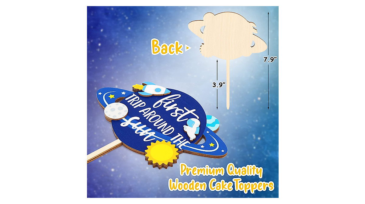 Huray Rayho Space Birthday Cake Topper for First Trip Around the Sun