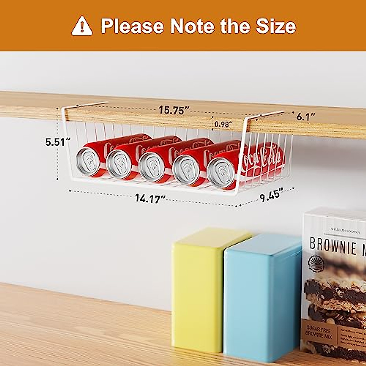 Bellsal Under Shelf Basket, 4 Pack Metal Hanging Wire Shelf Under Shelf Storage, Slides Under Cabinet Shelf, Space Saving for Kitchen Pantry Office Bathroom Bookshelf Under Shelf Organizer, White