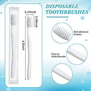Tessco 500 Pcs Disposable Toothbrushes Individually Wrapped Soft Bristle Tooth Brush Set Travel Toothbrushes Bulk for Adults Oral Hygiene Dental Care Camping Guestroom Hotel(White)