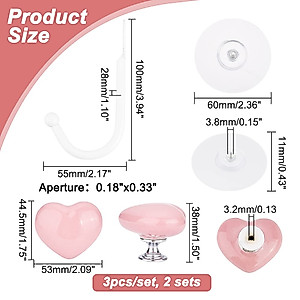 arricraft 2 Styles Heart Hook Hanger, Pink Heart Hook Multifunctional Self Adhesive Door Hook Hanger Wall Hanger Hanging Ornament Door Wardrobe Office Bedroom Kitchen and Other Decorative Items