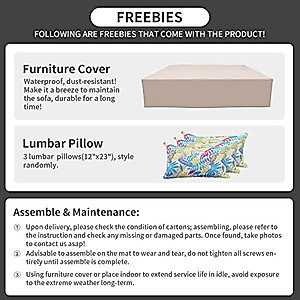 9 Pieces Patio Furniture Sectional Sofa Outdoor Wicker Furniture Couch Set with Blue Non-Slip Cushions Furniture Cover Black PE Rattan