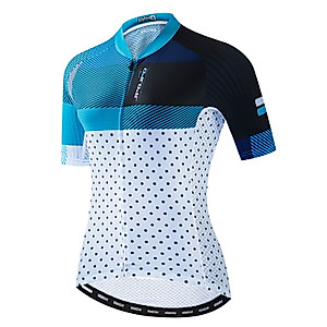 JPOJPO Women Cycling Jersey Short Sleeve Bike Shirt Tops with 4 Pockets Reflective S-3XL