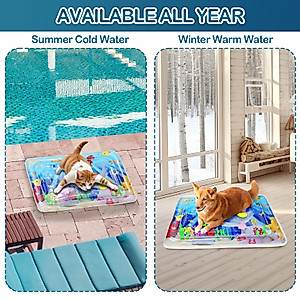 Upgraded Water Sensory Playmat for Cats, Thickened Cat Dog Toys Bored Pet Animals Cat Kicker Toys Self Play Mat Interactive Pet Water Sensory Mat Pad Pet Cooling Mat Indoor Outdoor Exercise Rectangle