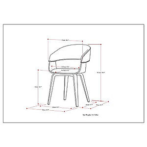 SIMPLIHOME Lowell Bentwood Dining Chair, Blue Linen Look Fabric and SOLID WOOD, Rounded, Upholstered, For the Dining Room,