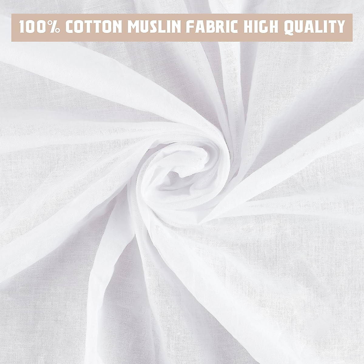 Muslin Fabric 100% Cotton Muslin Linen Fabric 59 inch x 5 Yards Medium Light Textile Bleached White Cotton Fabric by Yard for Sewing Apparel Cloth