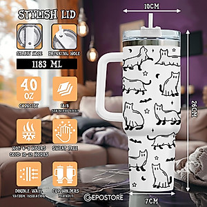 GEPOSTORE Christmas Gifts for Women Men Boys Girls, Spooky Boo Cat Tumbler 40 Oz With Handle, Cute Ghost Kitty Stainless Steel Vacuum Insulated Cup, Funny Christmas Halloween Decorations Gifts