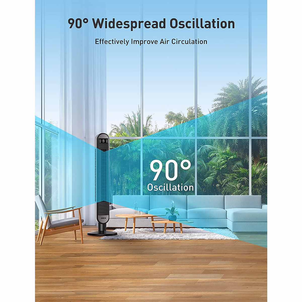 Dreo Evaporative Air Cooler, 40" Tower Fans that Blow Cold Air, 2023 Upgrade Cooling Fan with 80° Oscillating & Tower Fans for Home, 42 Inch 90° Oscillating fan for Bedroom Indoors, Floor Fan