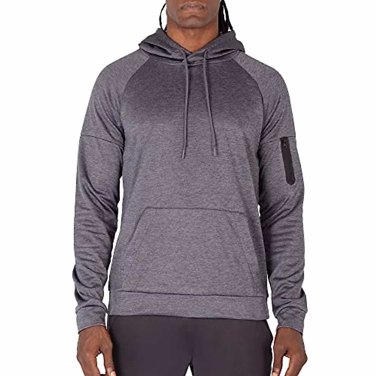 Layer 8 Men's Hoodie Performance Light Weight Tech Fleece Pullover Training Workout Athletic Sweatshirt Hooded Fitness Top (Medium Basalt Hthr)