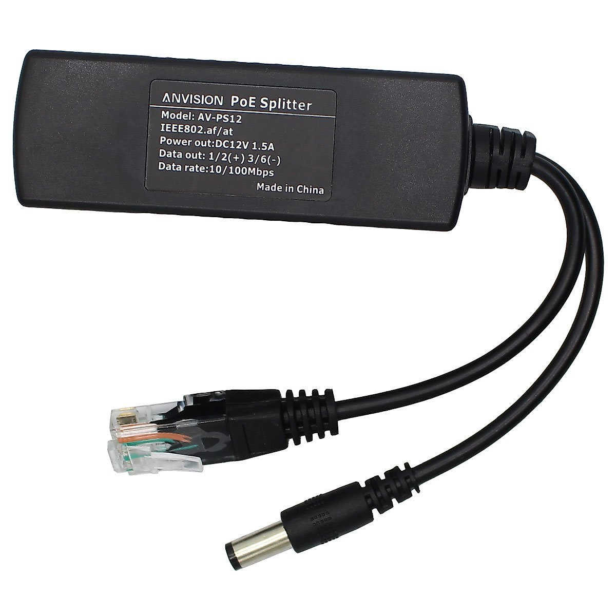 ANVISION 4-Pack 12V DC Output Active PoE Splitter Adapter, IEEE 802.3af, 10/100Mbps, for IP Camera AP Voip Phone and More, AV-PS12