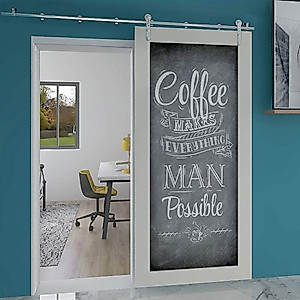 CCJH 5FT Stainless Steel Sliding Barn Door Hardware Track Kit Heavy Duty for Single Wood Door (Round Shape Hanger)