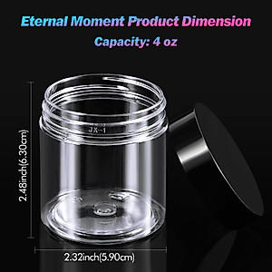 36 Pack 4 OZ Jars Round Clear Cosmetic Container with Lids, Eternal Moment Plastic Slime Jars for Lotion, Cream, Ointments, Makeup, Eye shadow, Rhinestone, Samples, Pot, Travel Storage