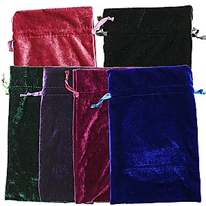 GIFTEXPRESS Velvet Tarot Rune Bag Bundle of 6: Moss Green, Royal Blue, Purple, Wine, Ross, Black 6" x 9"