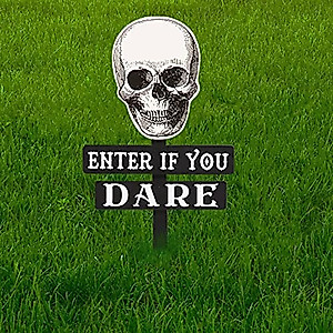 Pomobie Halloween Decorations Skull Head Yard Signs Yard Art Silhouette Yard Sign Stakes Decor Garden Garden Stakes Halloween Outdoor Statues Props Scary Holiday Home Lawn Party Supplies
