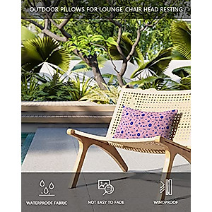 Recliner Head Pillow Ledge Loungers Chair Pillows with Insert Flowers Rose Blue Silhouette Pattern Pink Lumbar Pillow with Adjustable Strap Outdoor Waterproof Patio Pillows for Beach Pool, 2 PCS