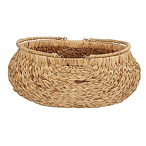 Household Essentials Brown Woven Wicker Flower Basket with Handles | Natural Hyacinth